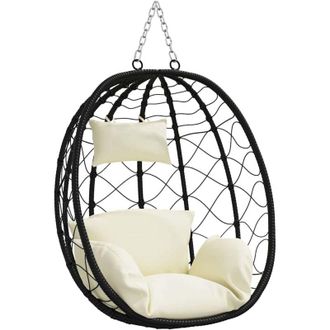 vidaXL Chaise suspendue Blanc cr&egrave;me 91,5 x 60 x 110 cm polyrotin Vidaxl