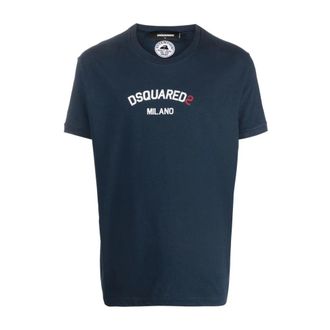 Dsquared2 Blaues Casual Kurzarm T-Shirt - - Tops - Herren - Blau - XL