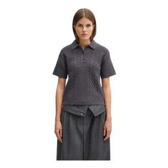 J.W.Anderson Cropped Cable Knit Polo - - Knitwear - Damen - Grau - S