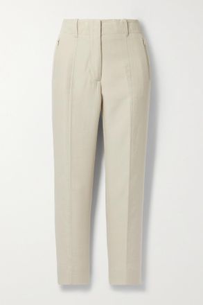 Akris Pantalon Slim En Serge De Coton M&eacute;lang&eacute; Connor - Neutres