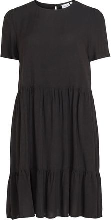 Vila Damen Vipaya S/S Dress / Su - Noos Stufenkleid, Black 2, 34