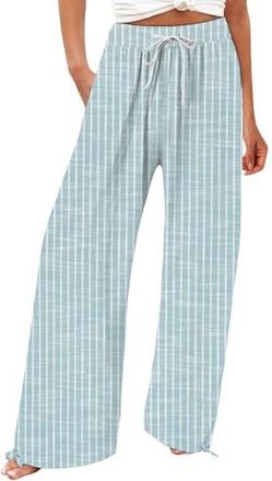 Generic Pantalon Leger Ete Femme L&eacute;ger Grande Taille Pantalon De Plage D&eacute;contract&eacute; &Agrave; Jambes Larges et &Agrave; Texture G&eacute;om&eacute;trique pour Femme Jogging Large V&ecirc;tements