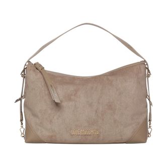Love Moschino Umh&auml;ngetasche mit Logo-Applikation - - Bags - Damen - Beige - ONE SIZE