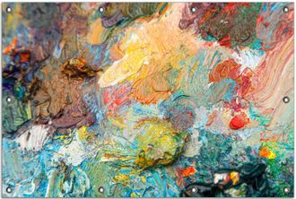 Wallario Outdoor-Poster f&uuml;r Garten oder Balkon K&uuml;nstlerischer Farbrausch, Motivbanner Gr&ouml;&szlig;e: ca. 80 x 120 cm, Outdoor-Bild