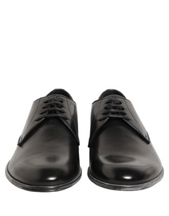 Dolce & Gabbana Dress Black Leather Lace Up Derby Men Shoes Calf