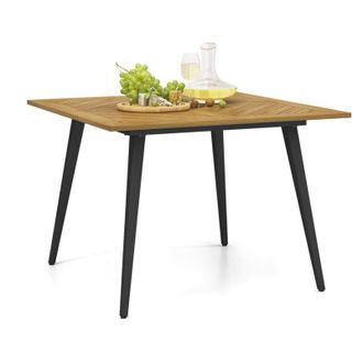 Costway Costway - Table &agrave; Manger Ext&eacute;rieur en Bois dAcacia Certifi&eacute; fsc pour 4 Personnes, Table 107x107 cm avec Trou pour Parasol 5 cm