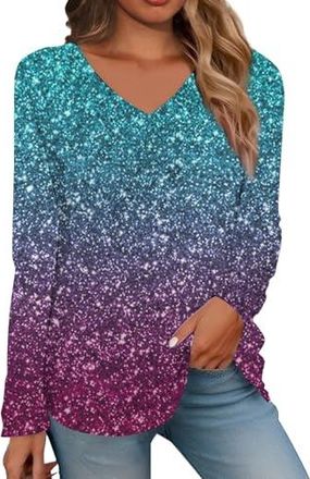 Generic Sweatshirt Brillantes Femmes Casual Haut &Agrave; Brillantes &Agrave; Sequins Tee-Shirt Chemise Top Manches Longues Oversize Costume Brillante Performance Party Coc