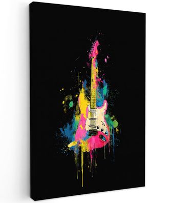 MuchoWow &copy; Bild auf Leinwand 40x60 cm Schlafzimmer Bilder Badezimmer Wand Deko Wohnzimmer Modern Wanddeko Bilderwand Geschenk Gitarre - Farbenfroh - Farbe
