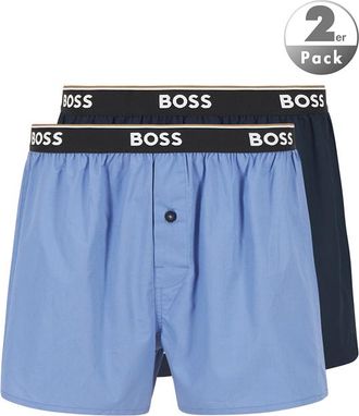 HUGO BOSS Herren Boxershorts blau Reine Baumwolle unifarben
