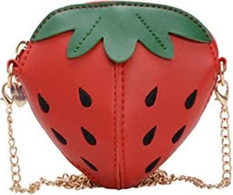 Valiclud Porte-monnaie pour filles - Accessoires fraises - Portefeuille fantaisie pour filles, Rouge, 13*13 cm