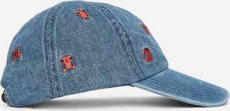 Arket Bestickte Kappe Aus Denim -Blau