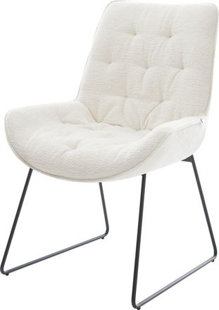 DELIFE Polsterstuhl Taimi-Flex Kufengestell Schwarz Bouclé Soft Beige