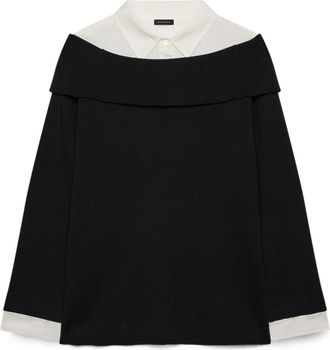 Fiorella Rubino Pullover mit Hemdeinsatz - - Knitwear - Damen - Schwarzk - S