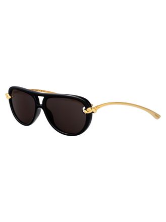 Bottega Veneta Womens Sunglasses Bv1418s Black-Gold-Grey Metal Black/gold/grey