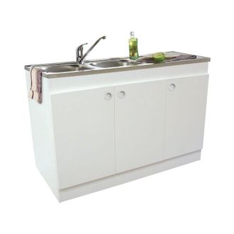 Nova Meuble sous-&eacute;vier decliq nf d&eacute;pliable 3 portes blanc 1200x600 N&eacute;ova