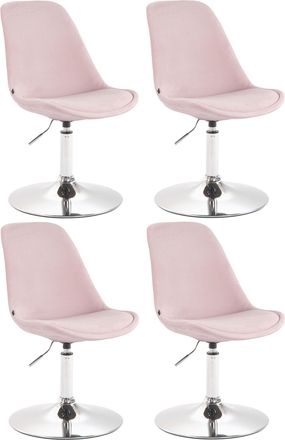 Clp 4er Set Esszimmerstühle Maverick Samt I Lehnstühle Mit Trompetenfuß I Höhenverstellbar Und Drehbar, Farbe:pink, Gestell Farbe:Chrom