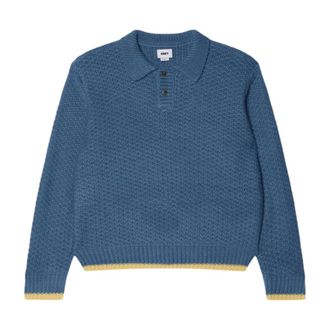 Obey Gestrickter Polo Pullover - Kapit&auml;ne Blau - - Knitwear - Herren - Blau - S