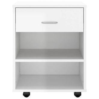 tidyard Rollschrank Rollcontainer B&uuml;roschrank Aktenschrank B&uuml;rocontainer Schrank B&uuml;ro Druckerschrank mit Schublade F&auml;chern Hochglanz-Wei&szlig; 46x36x59 cm
