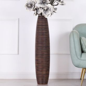 Leewadee Gro&szlig;e Bodenvase F&uuml;r Pampasgras Und Blumen, 85 cm hoch, Braun, Resin