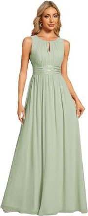 Ever-pretty Robe de Soir&eacute;e col Rond sans Manches Robe Mousseline Femme Tenue Soiree Femme Chic Verte Menthe 42