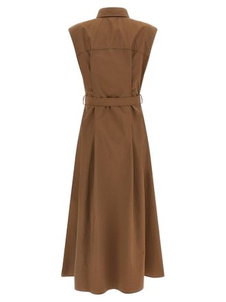 Brunello Cucinelli Chemisier Cotton Midi Dress - Camel