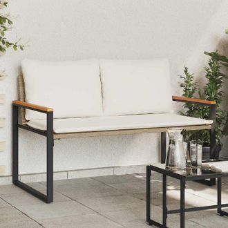 vidaXL vidaXL banc avec coussin Beige et blanc cr&egrave;me 115 x 65 x 72 cm Rotin