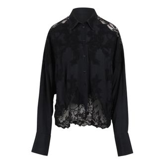 Ermanno Scervino Floral Embroidered Viscose Shirt - - Blouses & Shirts - Damen - Schwarzk - M
