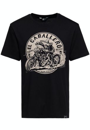 King Kerosin Herren T-Shirt EL Caballero Print Rundhals Kurzarm Regular Fit EL Caballero, schwarz,3XL