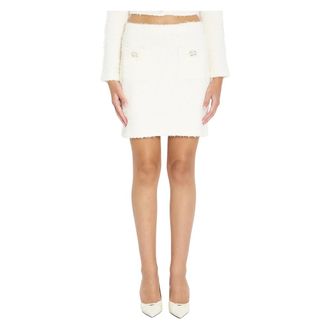 Self Portrait Femme, Jupes, Beige, Taille: 42 FR Mini-jupe en maille bouclette