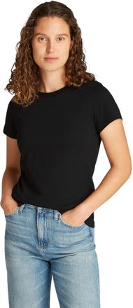 Calvin Klein Damen T-Shirt Kurzarm Logo Neckline Slim Fit, Schwarz (Ck Black), 3XL