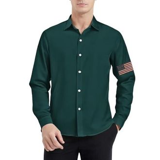 Generic Chemise extensible &agrave; manches longues pour homme - Chemise boutonn&eacute;e imprim&eacute;e - Coupe r&eacute;guli&egrave;re - Chemise daffaires urbaine &eacute;l&eacute;gante - Chemisier formel