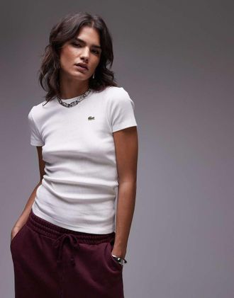 Lacoste T-shirt ras de cou &agrave; manches courtes - Blanc