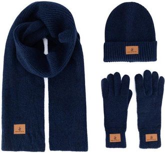 Beverly Hills Polo Club Set M&uuml;tze, Schal und Handschuhe BHPC-MC-001-AW24 Dunkelblau