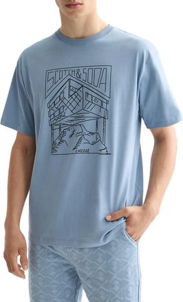 Scotch & Soda Herren Relaxed Fit Logo T-Shirt, Faded Denim 410, L