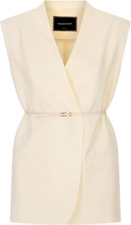 Fabiana Filippi Femme, Vestes, Blanc, Taille: 36 FR Veste sans Manches Ceintur&eacute;e