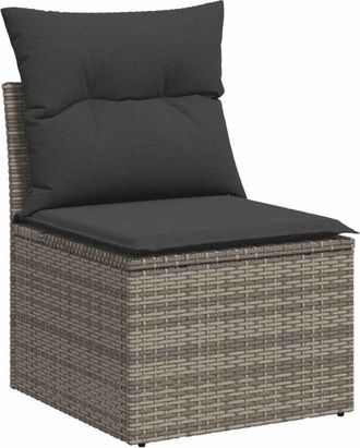 vidaXL Gartensessel ohne Armlehnen mit Kissen Grau Poly Rattan Vidaxl