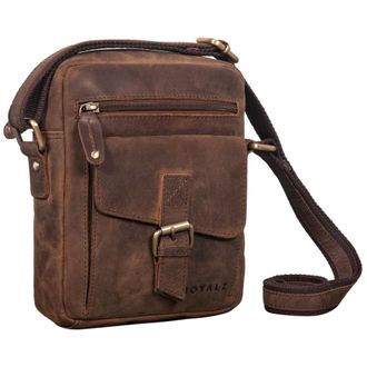 Royalz Knoxville kleine Ledertasche Herren Vintage Männer Umhängetasche Mini Messenger Bag Schultertasche klein, Farbe:Nevada braun