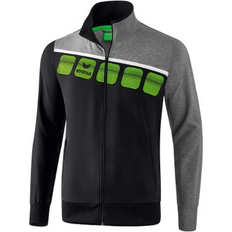 Erima Herren 5-C Präsentationsjacke, schwarz/grau melange/weiß, XXXL