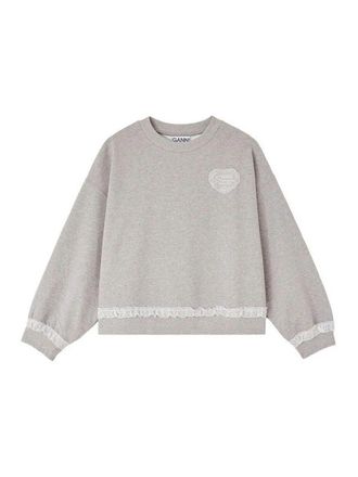 Ganni Pull Col Rond - Gris