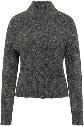 Pinko Pinko, Femme, Pulls, Gris, Taille: 42 FR Cardigan Col Montant Imitation