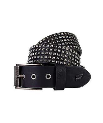 Lowlife Of London of London Belts Ceinture rétractable en cuir pyramide à 5 rangées, cloutée punk, gothique, rock, pyramide, clous en métal à cinq rangées de rivets pou