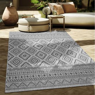 Paco Home Paco Home Outdoor Teppich Flachgewebe modern Boho Ethno wetterfest Au&szlig;enbereich Anthrazit, 300x400 cm