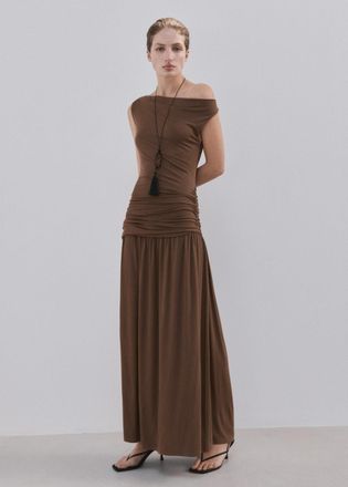 Mango Maxi collier avec boules en r&eacute;sine combin&eacute;es marron - Femme - XS - MANGO