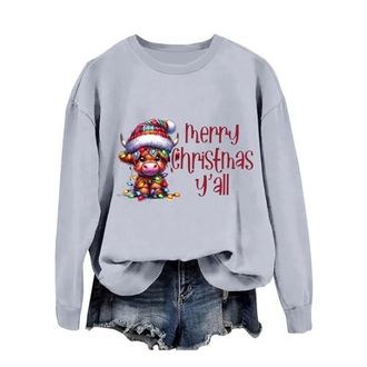 Generic Sweat Noel Femme Grande Taille Sweat-Shirt FéMinin sans Capuche Motif Western De NoëL pour Un Style De Vacances Tendance Et Confortable