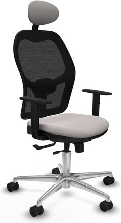 Piqueras y Crespo B&uuml;rostuhl mit 1D-Armen, h&ouml;henverstellbare Lendenwirbelst&uuml;tze und festes Kopfteil, ausgestattet mit Syncro/Traslack und injiziertem Schaumstoff, Schwar