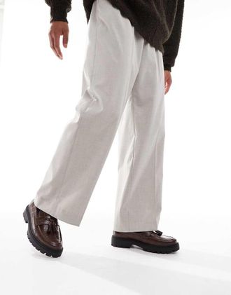 Asos Mocassins &agrave; d&eacute;tails western et semelle crant&eacute;e - Marron-Brown