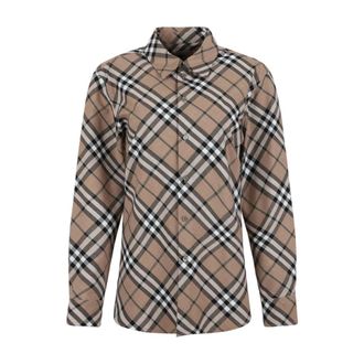 Burberry Kariertes Wollmischhemd - - Blouses & Shirts - Damen - Braun - M