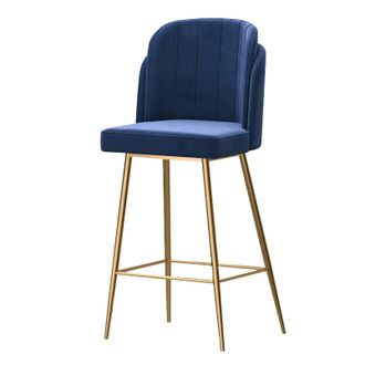 Generic 65 cm hohe Barhocker, Moderne Barhocker in Tresenh&ouml;he mit R&uuml;cken- und Fu&szlig;st&uuml;tze, K&uuml;chenstuhl mit Metallgestell