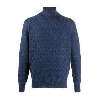 Canali Homme, Pulls, Bleu, Taille: 3XL Pull à Col Roulé en Laine Vierge Italienne