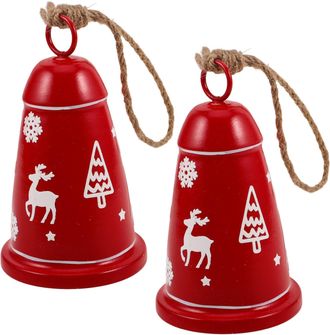 Garneck 2st&uuml;cke Metall Weihnachtsglocken-anh&auml;nger Rustikal Mit Rentiermotiv Als Fensterdeko T&uuml;rh&auml;nger Weihnachtsbaumkette F&uuml;r Partyfestdekoration